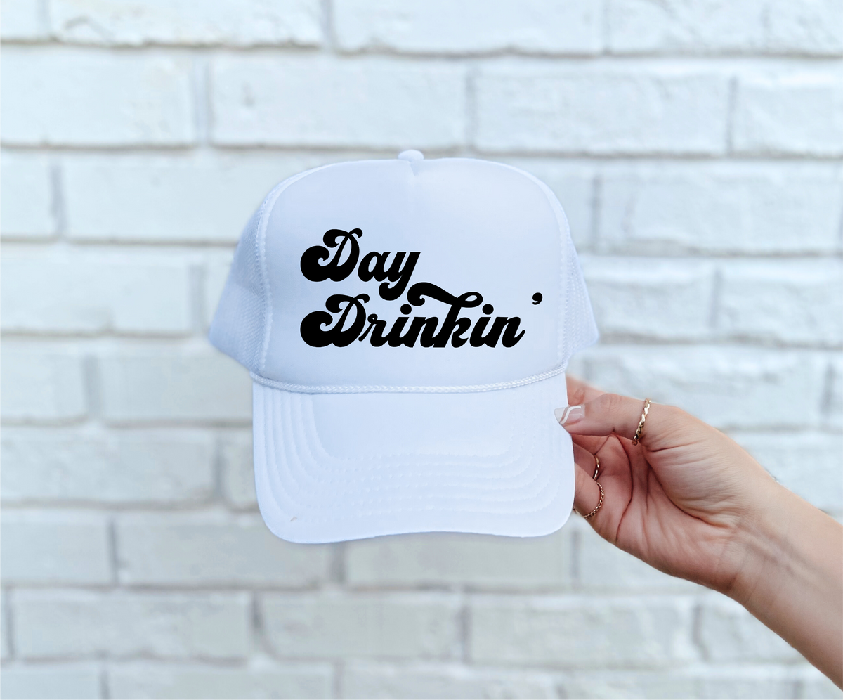 Taylor Maas Custom- Day Drinkin' White Trucker Hat – Southern Attitude ...